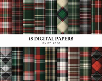 CHRISTMAS PLAID PAPERS - Scottish Tartans and Xmas Plaids - Digital ...