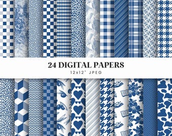 12 Winter Blue Digital Paper, Abstract Background, Digital Textures ...