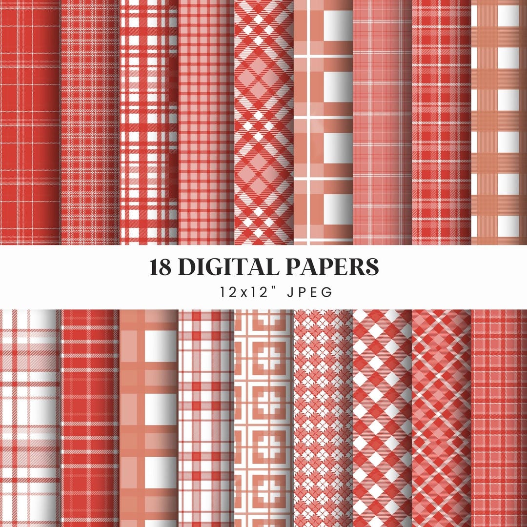 Red Plaid Digital Paper • Seamless Red Tartan Background - Etsy