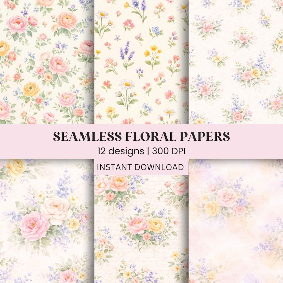 Watercolor Floral Seamless Digital Paper, Pastel Spring Background ...