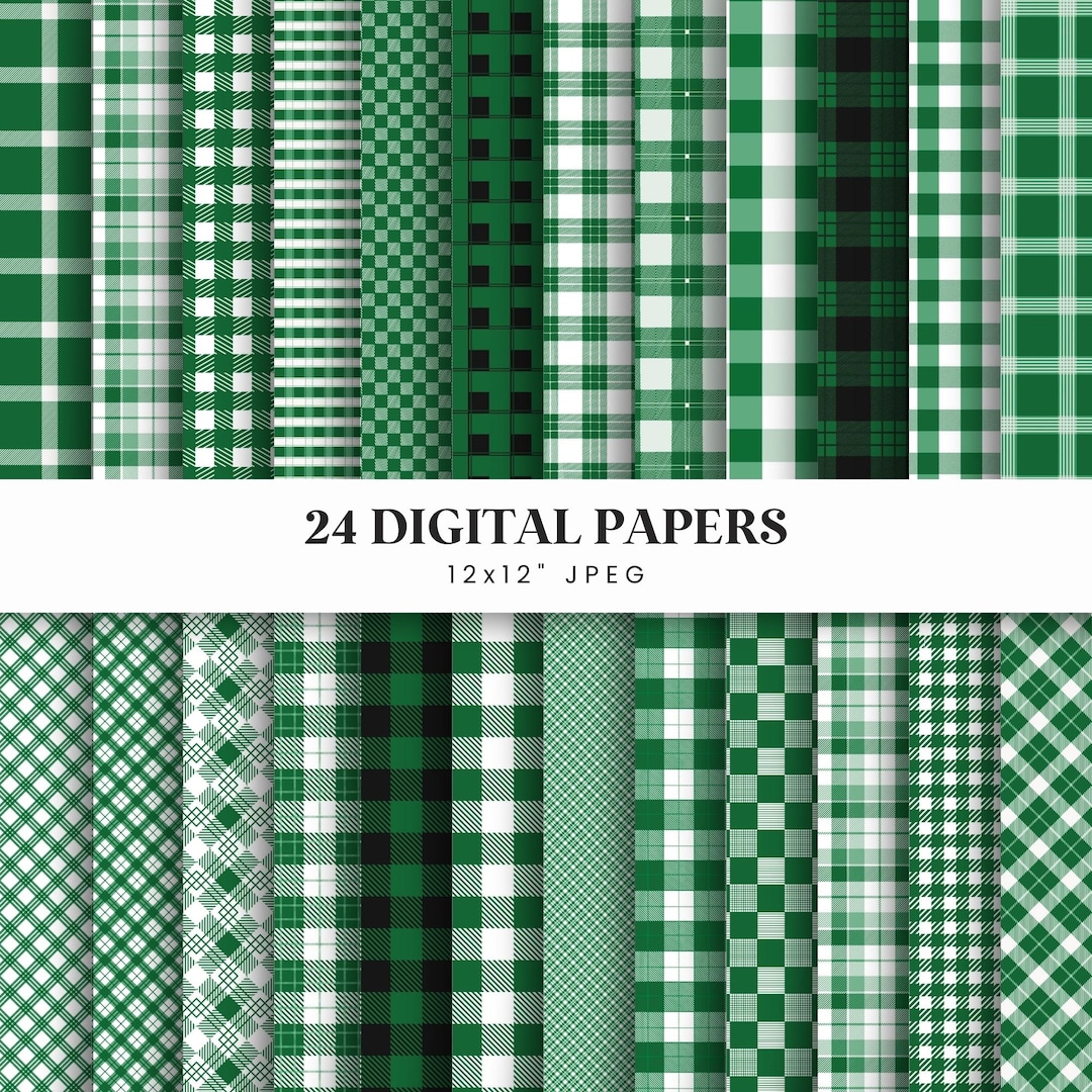Green Plaid Digital Paper - Etsy