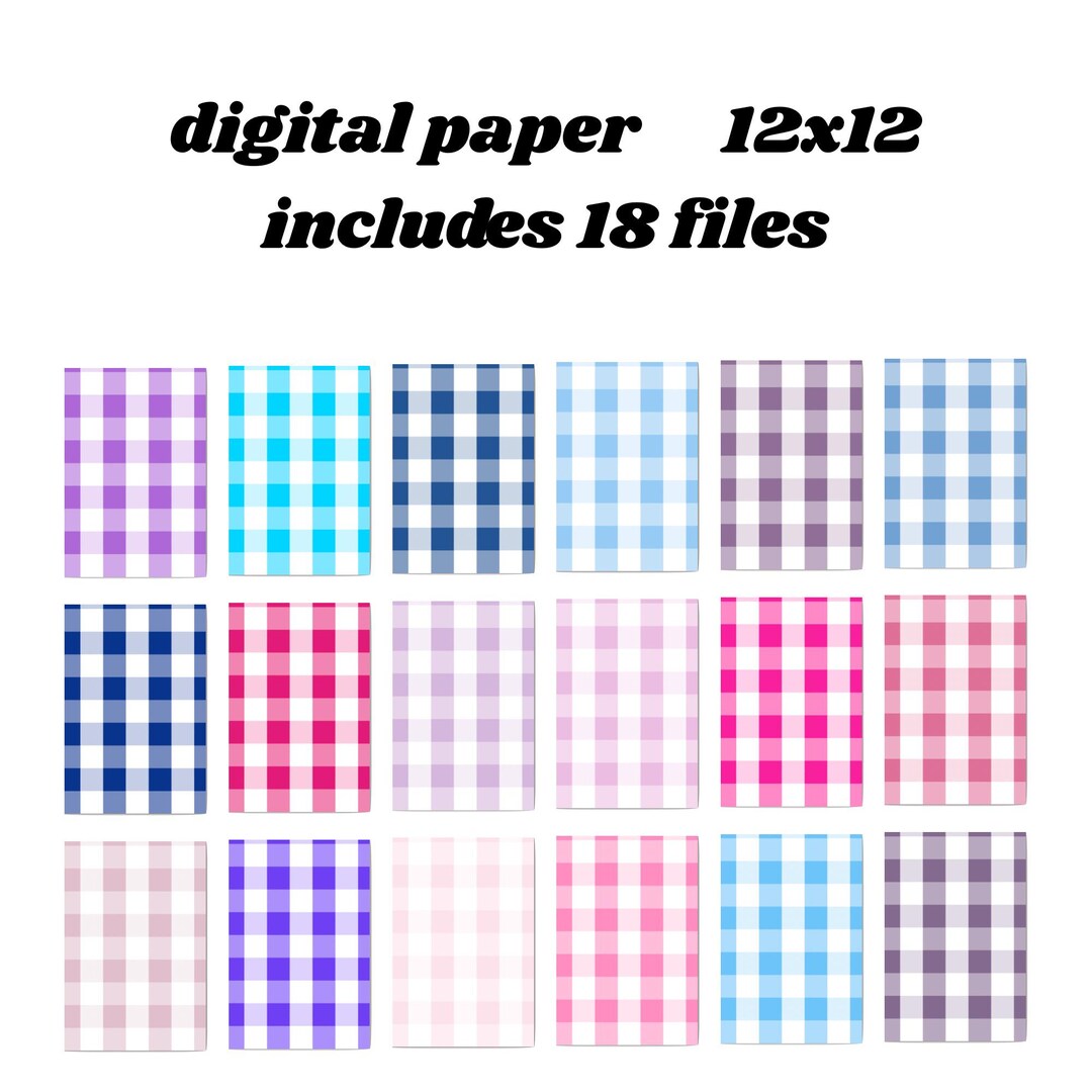 Gingham Check Digital Paper | 12x12 Seamless Scrapbook Backgrounds ...