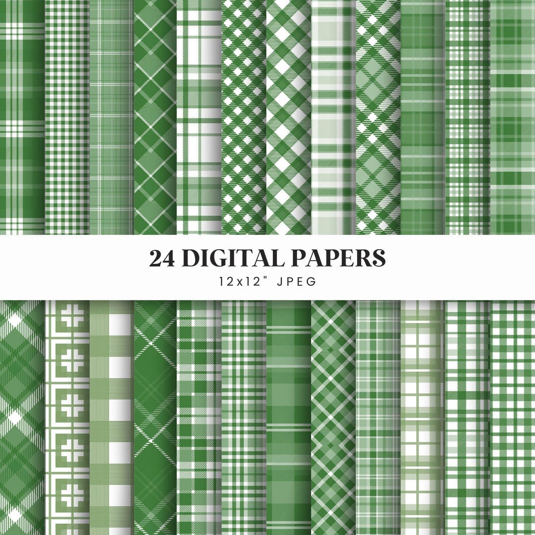 Green Digital Paper Bundle - Etsy
