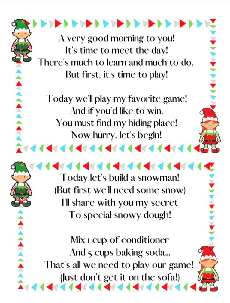 Elf Activity Pack With Cute Poems and Matching Note Cards! - Etsy