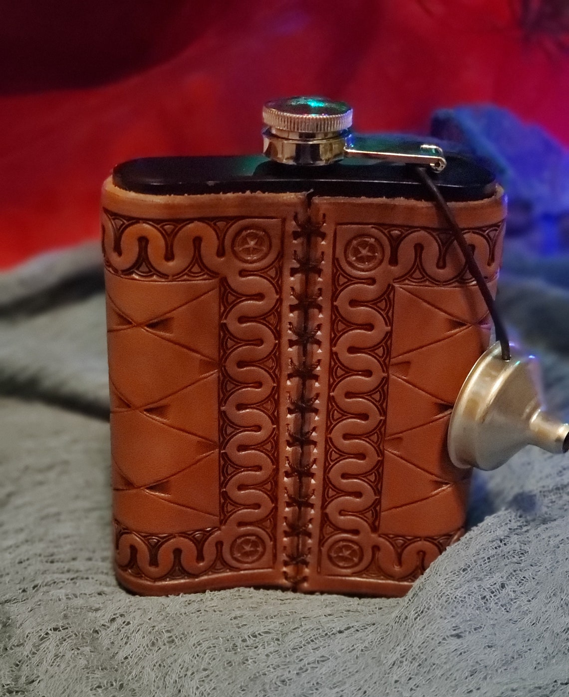 Hand Tooled Customizable Leather Wrapped Flask - Etsy