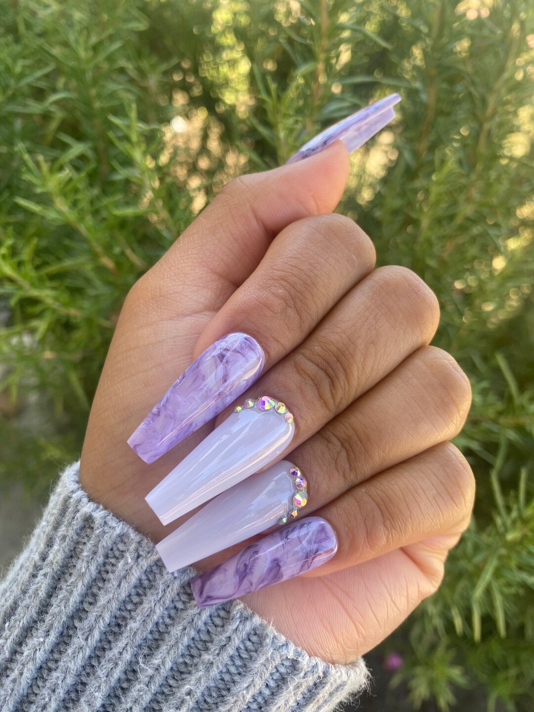 Lilac Swirls Press on Nails - Etsy