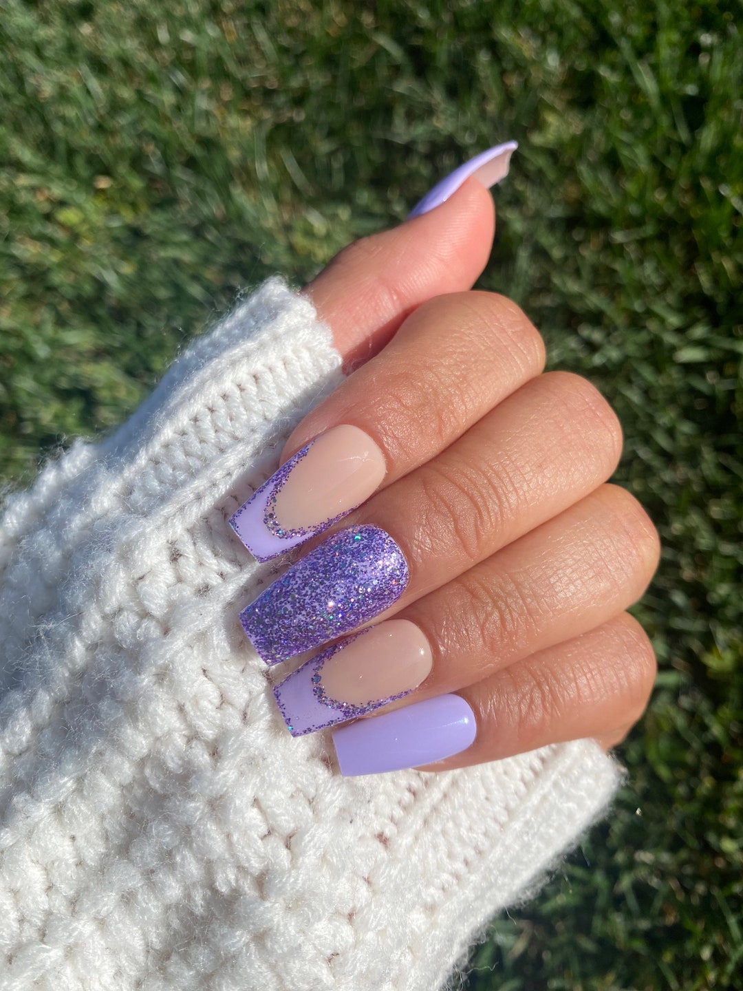 Lilac Shimmer Press on Nails - Fake Nails - Press on Nails - Etsy
