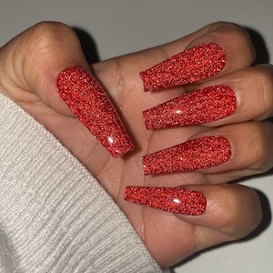 Red Reflective Press on Nails - Etsy