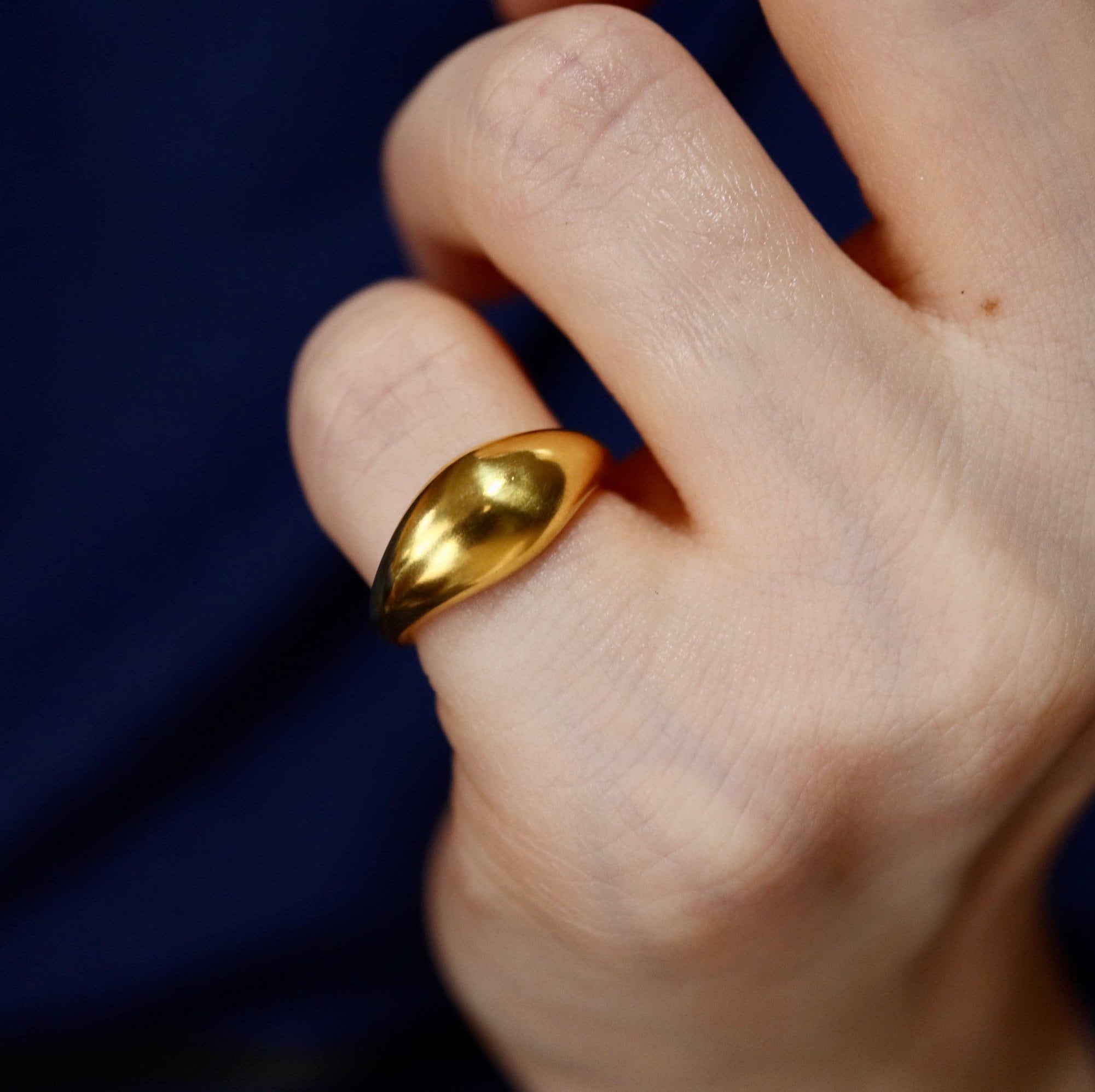 Pinky ring Signet ring women gold dome ring | Etsy