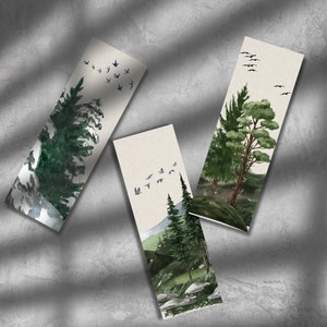 Set of 6 Forest Bookmarks, Tree Themed Bookmark Set, Digital Download ...