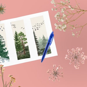 Set of 6 Forest Bookmarks, Tree Themed Bookmark Set, Digital Download ...