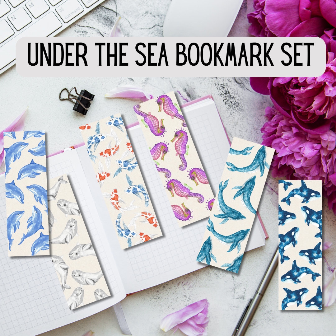 Set of 6 Under the Sea Bookmarks, Sea Themed Bookmark Set, Digital ...