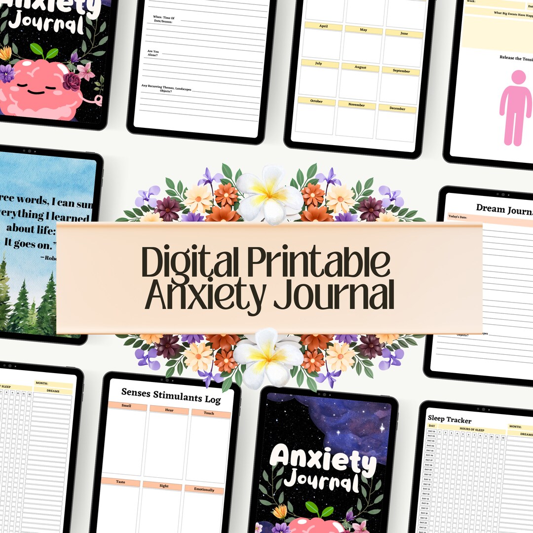 Anxiety Calming Journal, 50 Pages Mental Health Planner, Printable PDF ...