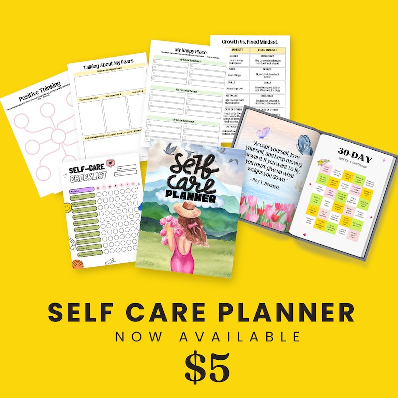 Printable PDF Self Care Planner Version 1, 75 Pages, Self Love Planner ...