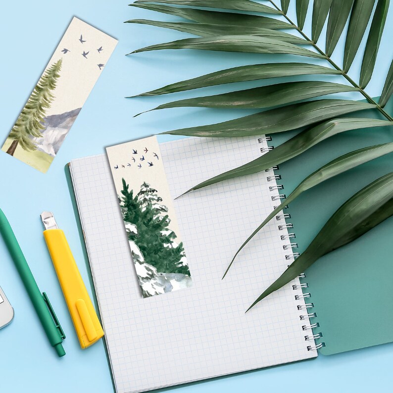 Set of 6 Forest Bookmarks, Tree Themed Bookmark Set, Digital Download ...