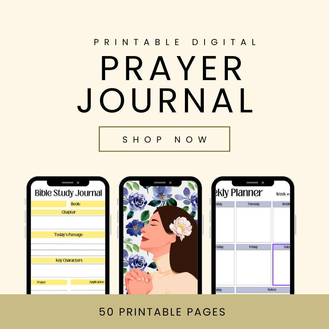 Printable Prayer Journal Version 1 50 Pages Religious Planner
