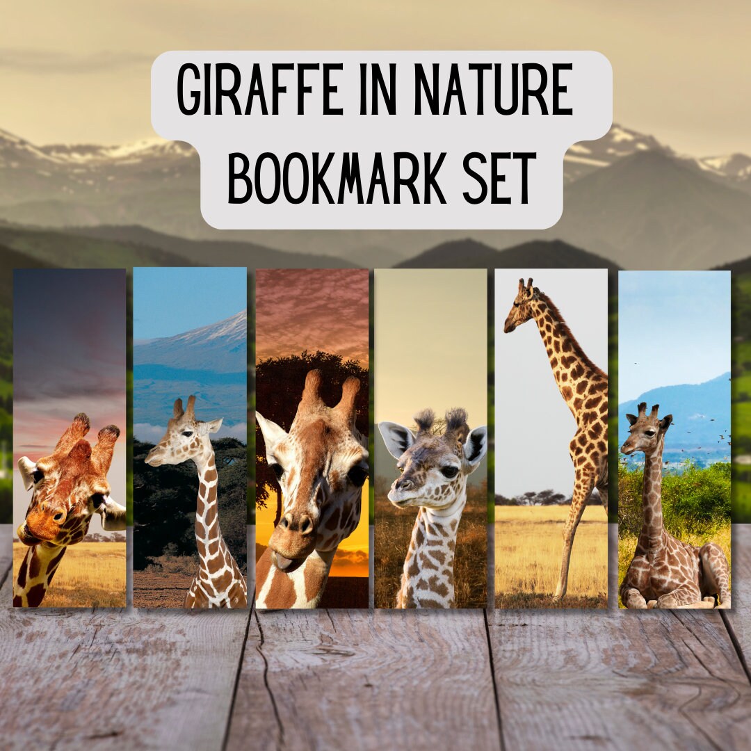 Giraffe in Nature Bookmark Set of 6 | Digital Download | Printable ...
