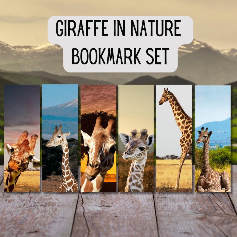 Giraffe in Nature Bookmark Set of 6 | Digital Download | Printable ...