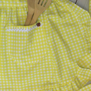 Yellow Checked Retro Half Apron With Ruffles, Plus Size Apron, Vintage ...