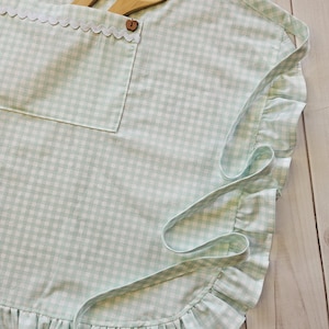 Mint Gingham Vintage Apron With Ruffle, Full Apron, Vintage Apron ...