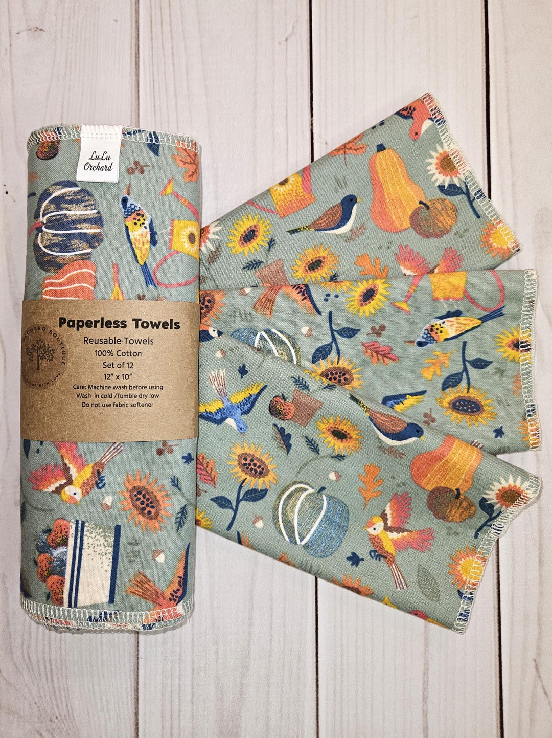 Fall Garden Themed Paperless Paper Towels, 12- 12” X 10” 1-ply ...