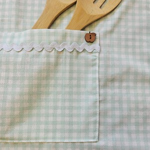 Mint Gingham Vintage Apron With Ruffle, Full Apron, Vintage Apron ...