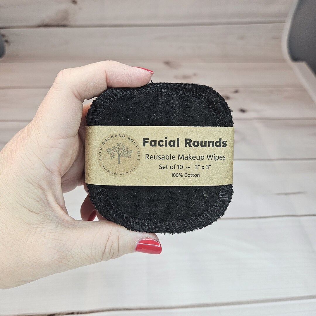 Black Reusable Facial Rounds, Cotton Facial Rounds, Makeup Rounds ...