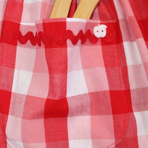 Red Buffalo Check Apron, Vintage Half Apron, Red Apron, Retro Half ...