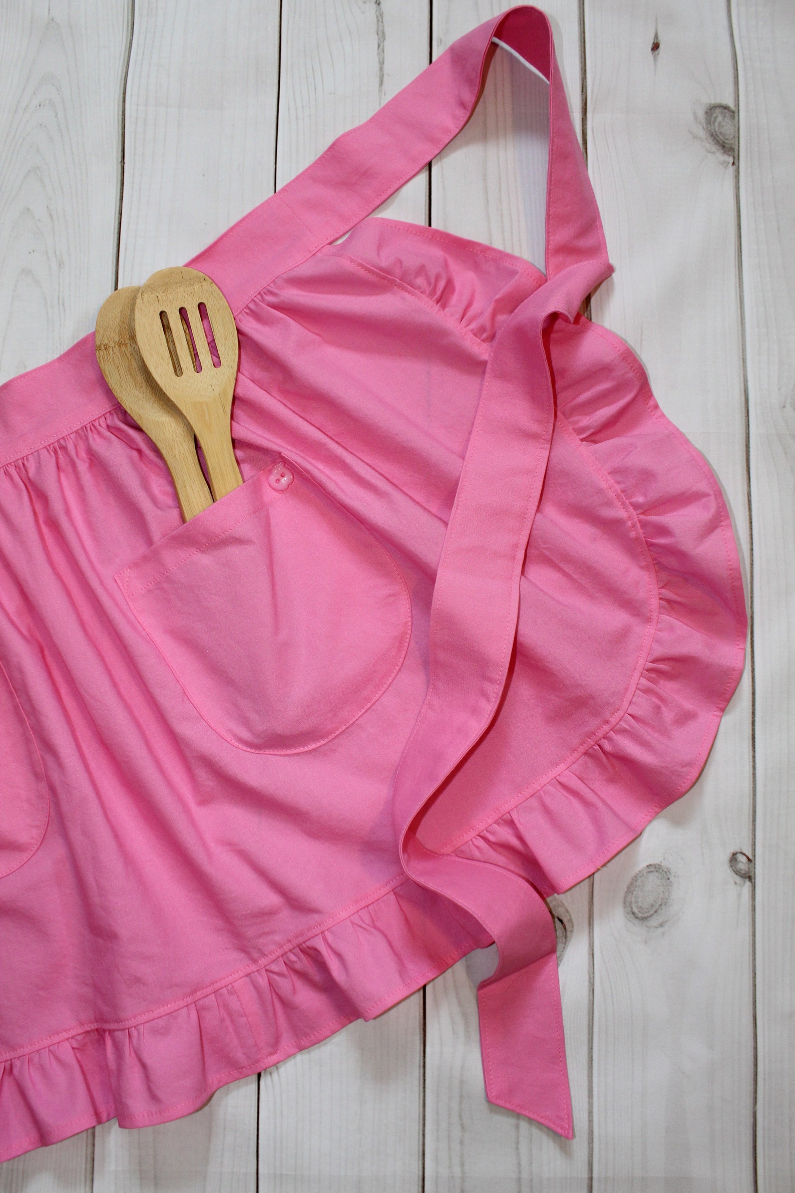 Pink Retro Half Apron With Ruffles Vintage Half Apron - Etsy