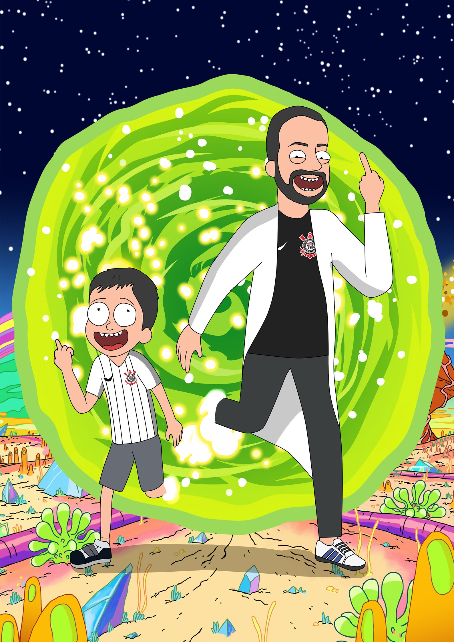 Custom Rick n Morty Style Illustration R M Portrait Cartoon | Etsy