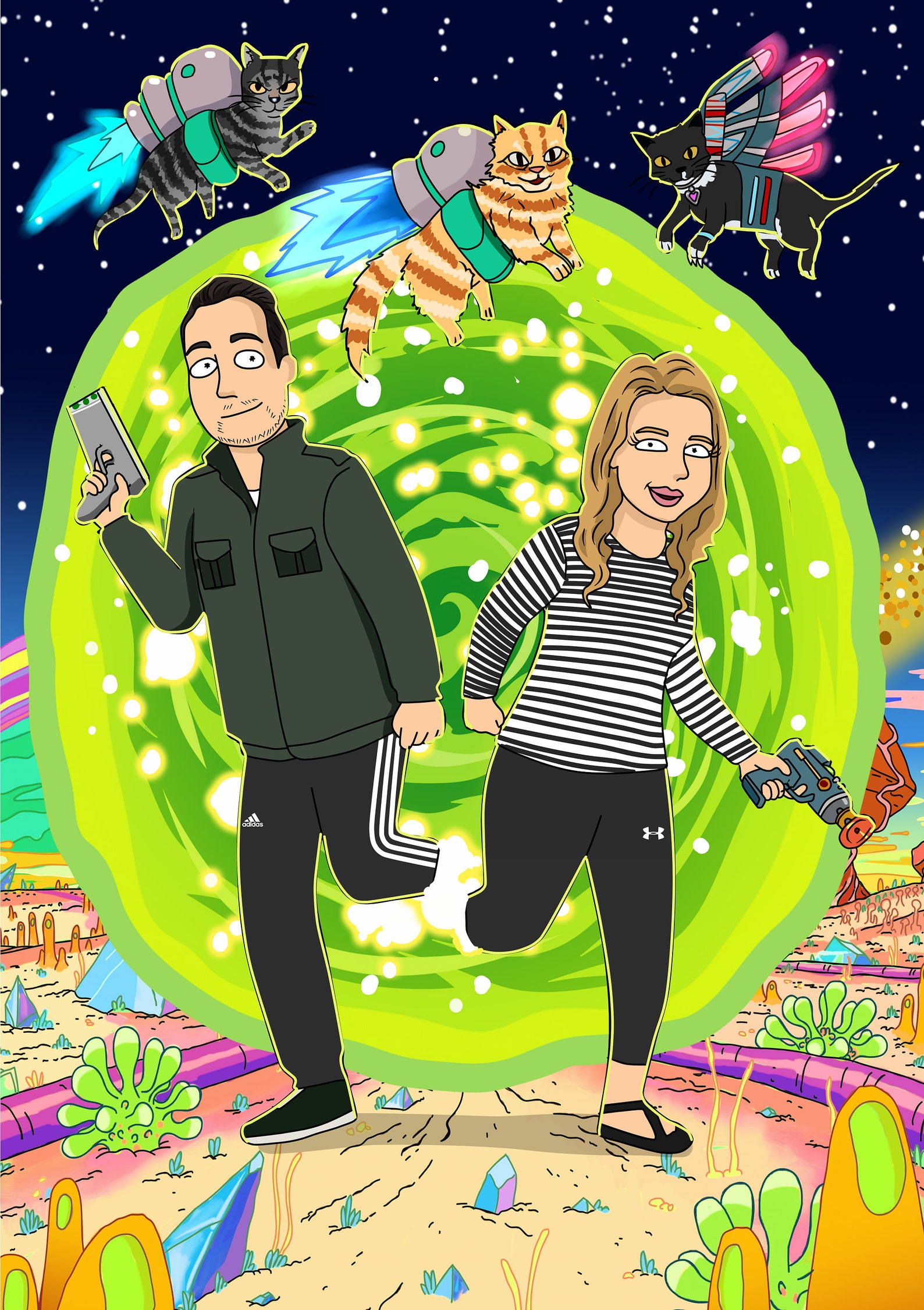 Custom Rick n Morty Style Illustration R M Portrait Cartoon - Etsy.de