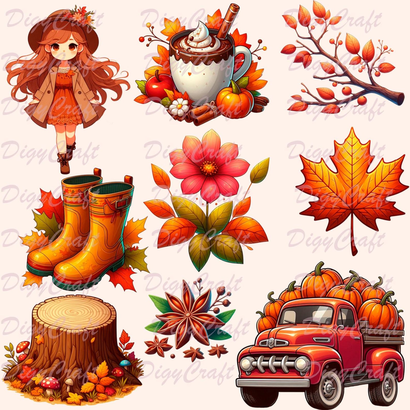 50 PNG Autumn Clipart, Fall Cipart, Autumn Stickers, TRANSPARENT ...