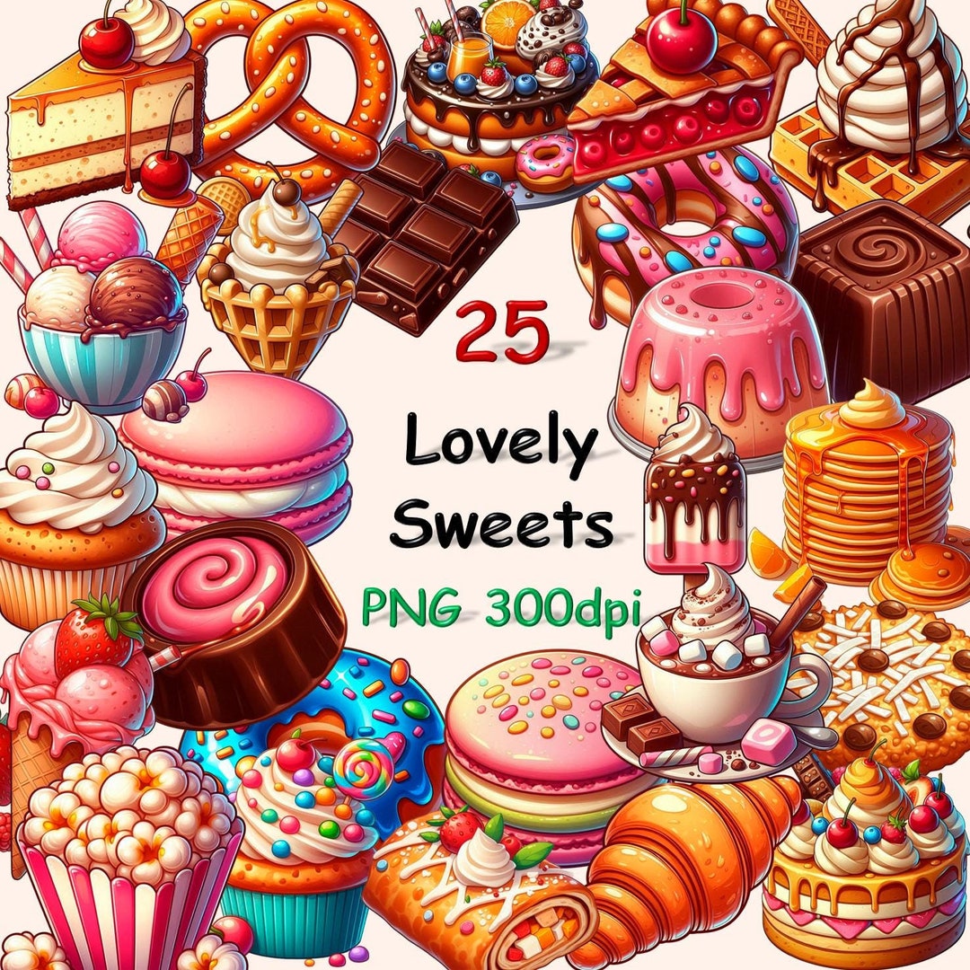 25 PNG Colorful Lovely Sweets, Donuts, Cakes, Ice-cream, TRANSPARENT ...