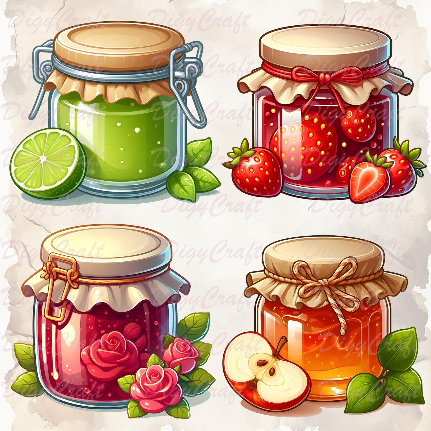 40 Jars With Jam Clipart, Jam Jar Clipart, Printable Watercolor Clipart ...