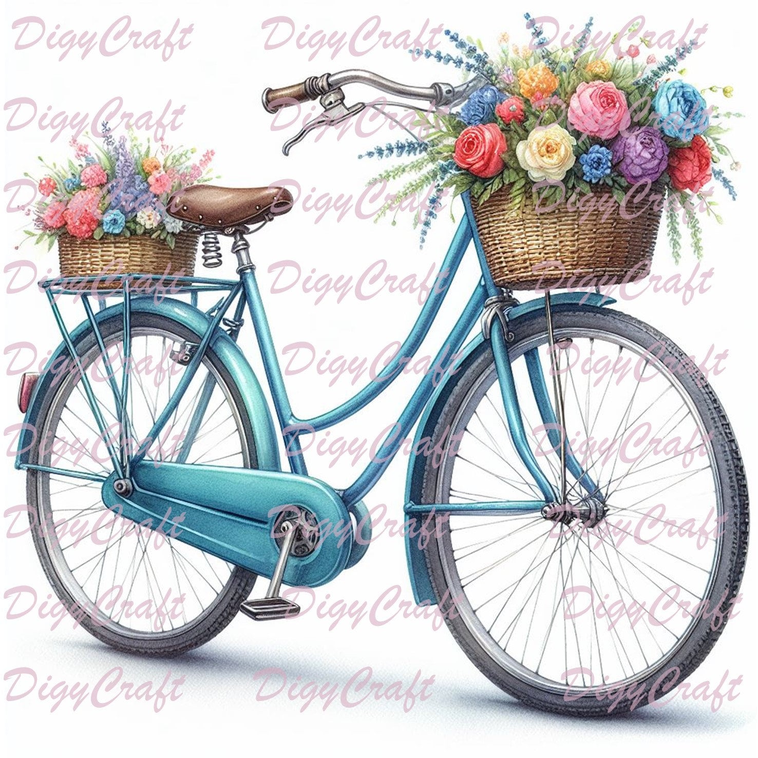 15 Vintage Floral Bicycles, Clipart, Printable Watercolor, High Quality ...