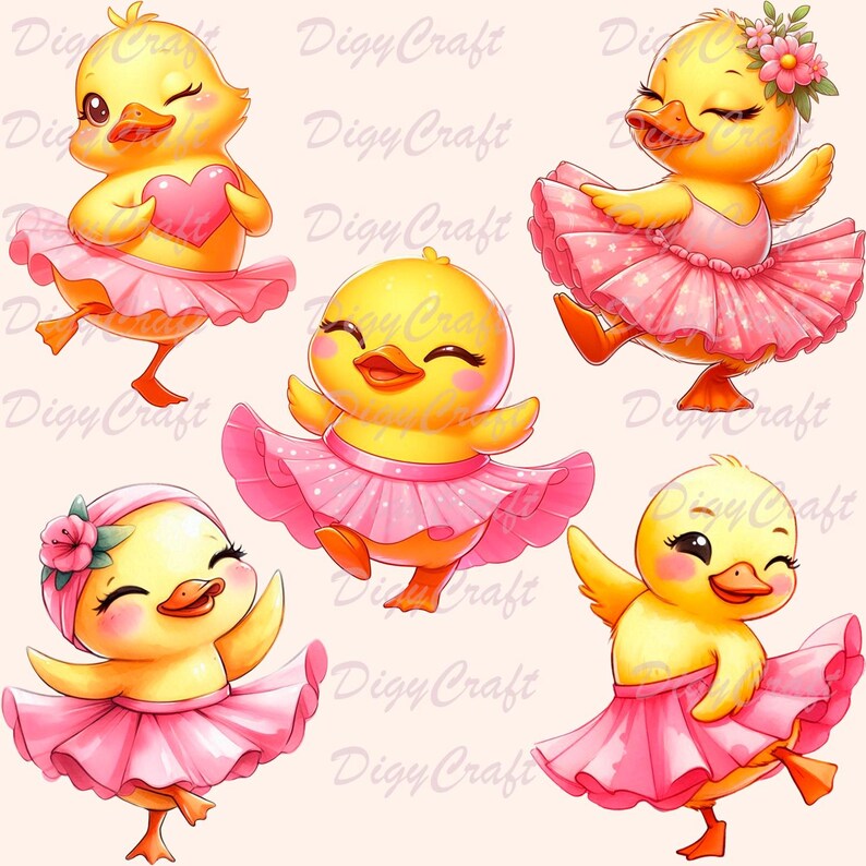 25 PNG Dancing Ducks, Watercolor Duck Clipart, Duck Sticker, Dancing ...