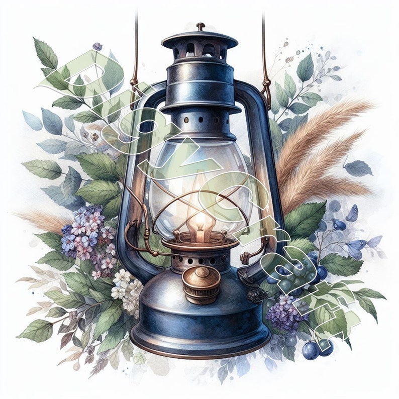 25 Images, Vintage Oil Lamps, Watercolor - Etsy