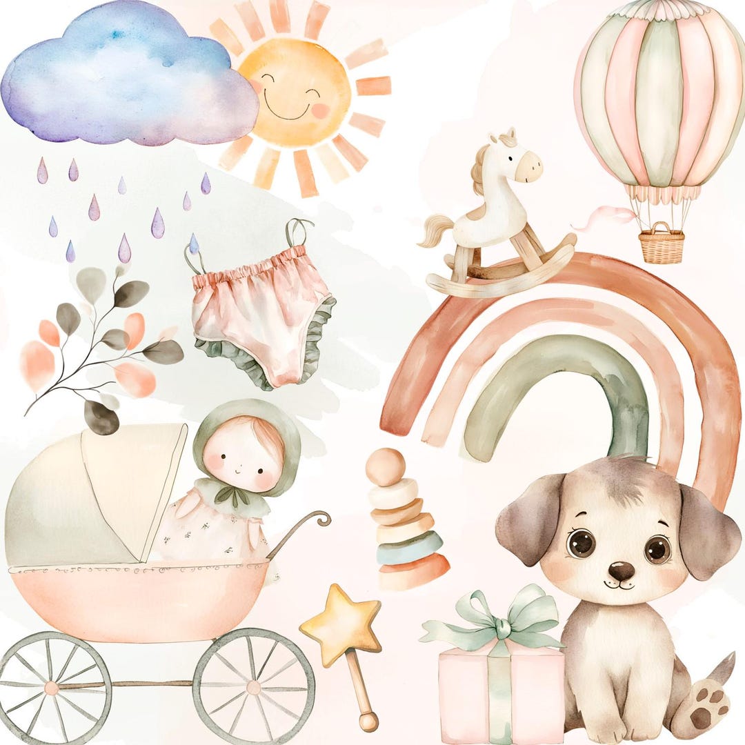 120 Pngs, Watercolor Baby Clipart on TRANSPARENT Background, Baby ...