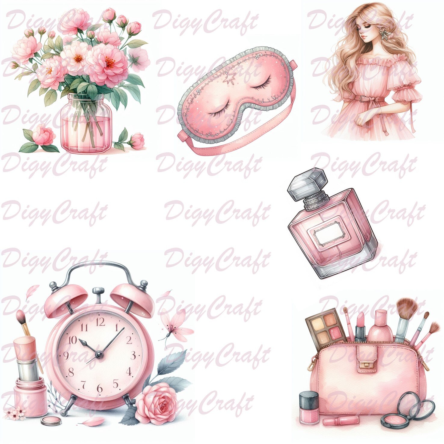 50 Images, Softly Pink Girly Collection, Pink Clipart, Girl Clipart ...