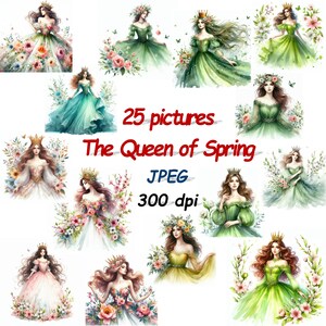 25 Images, the Queen of Spring Watercolor - Etsy