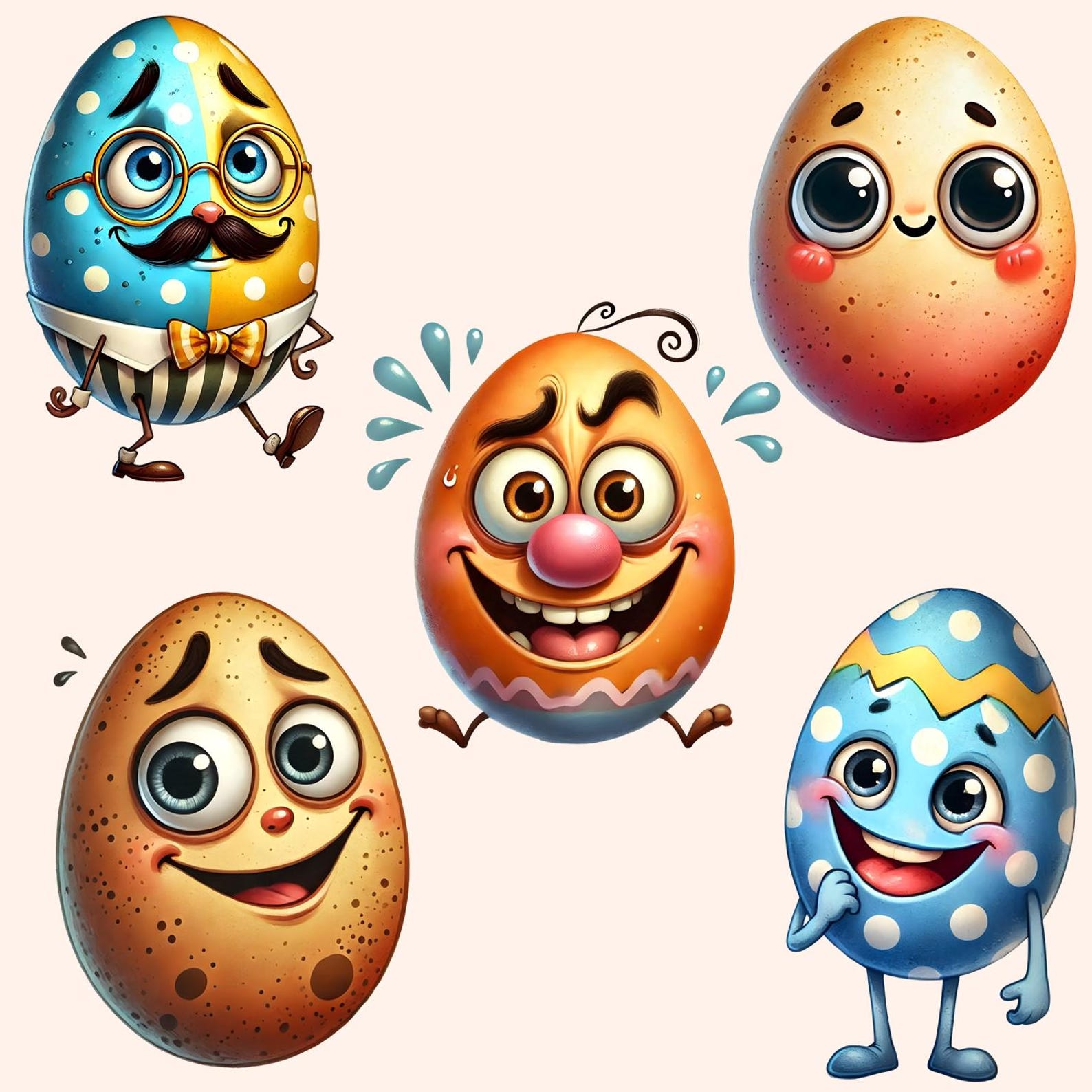 30 Pngs- Easter Eggs, Cute Eggs Clipart, Funny Ester Eggs, TRANSPARENT ...