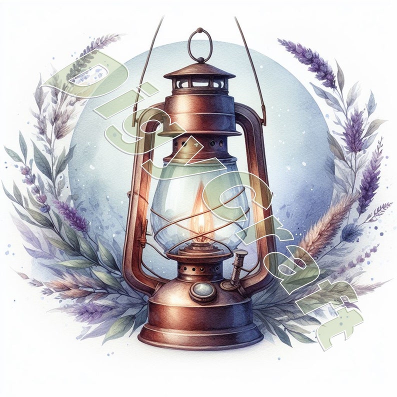 25 Images, Vintage Oil Lamps, Watercolor - Etsy