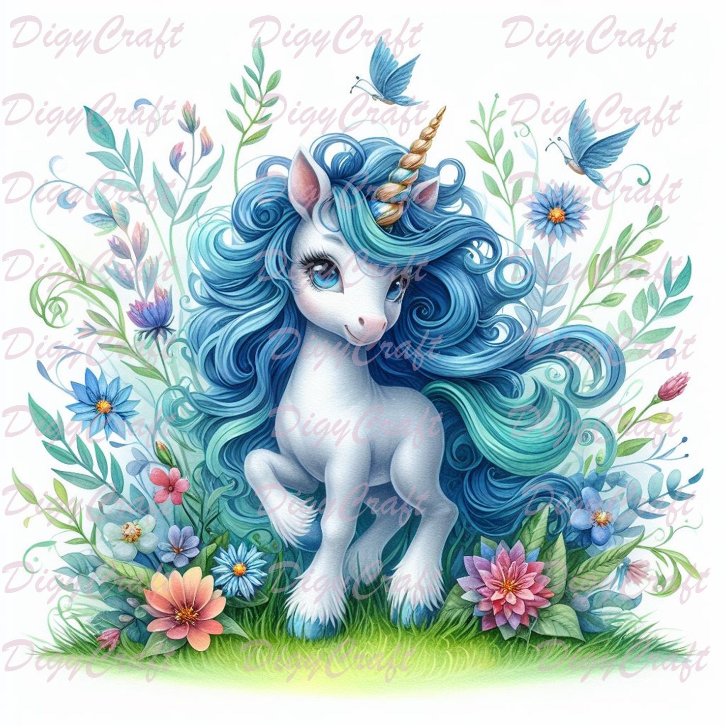 25 Little Unicorns, Clipart, Printable Watercolor Clipart, High Quality ...