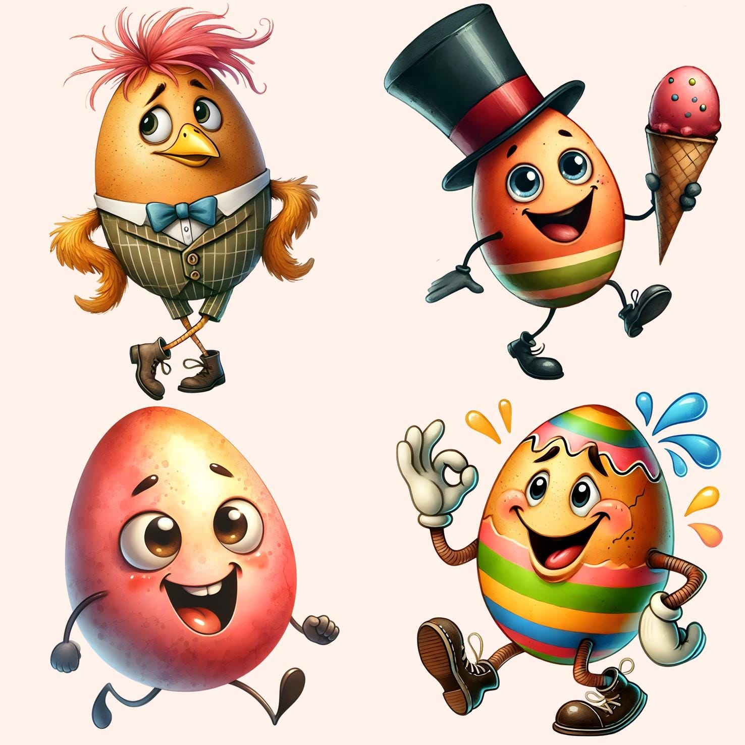 30 Pngs- Easter Eggs, Cute Eggs Clipart, Funny Ester Eggs, TRANSPARENT ...