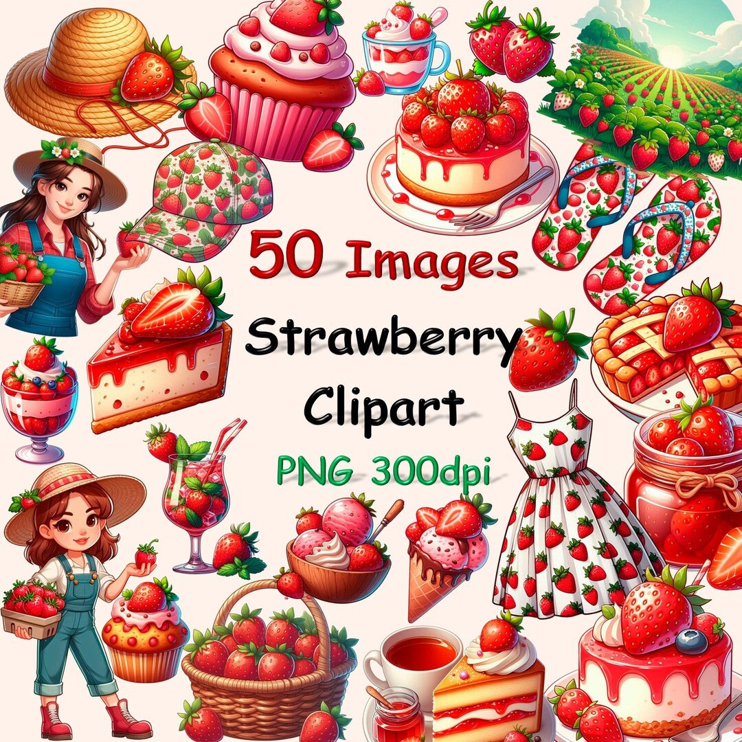 50 PNG- Images, Strawberry Clipart, Strawberry Sticker, TRANSPARENT ...
