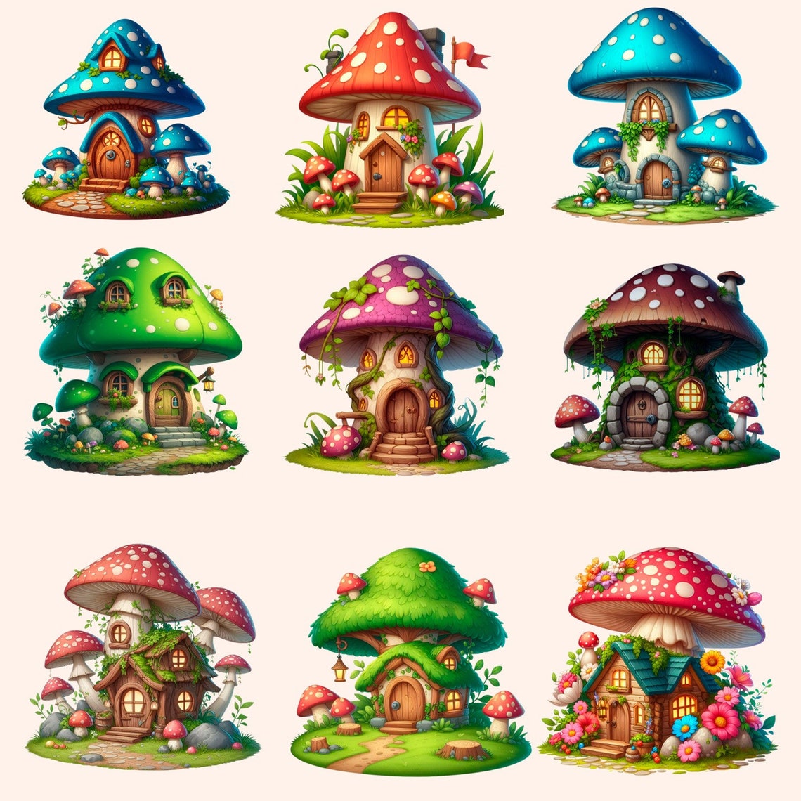 50 PNG Mushroom Houses , Cute Mushroom Houses Clipart, TRANSPARENT ...