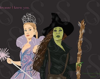Wall Art, Wicked, Dorm Decor, Elphaba, Glinda, Decor, Digital Print ...