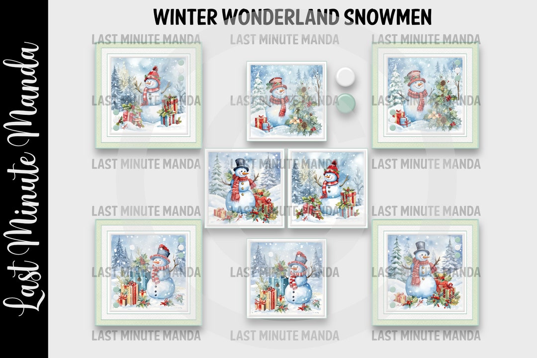 Winter Wonderland Snowmen Card Front Set 4 X 6inch High-quality JPNG ...