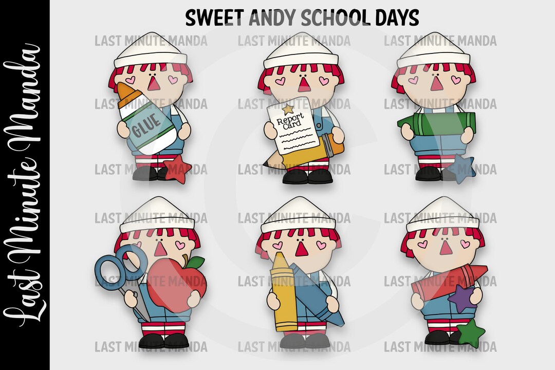 Sweet Andy School Days Clip Art, Commercial Use, Clipart, Digital Image ...
