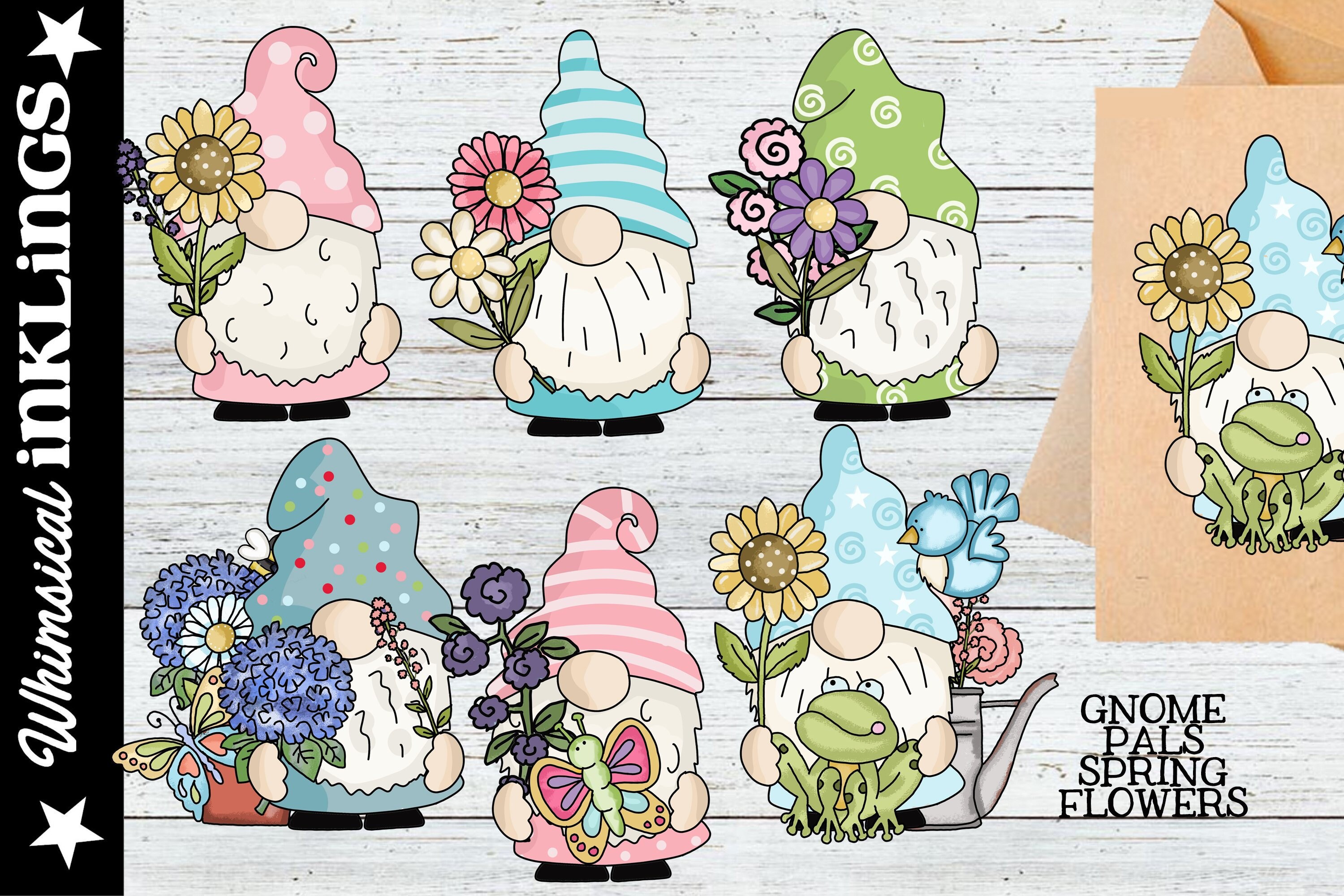 Cute Gnome Clipart PNG Bundle – Cardmaking, Scrapbooking (digital ...